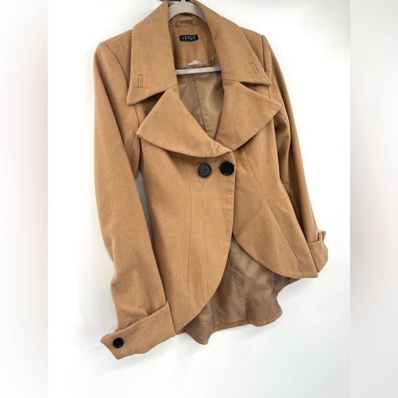 VENUS | Jackets & Coats | Venus Camel Tan Blazer Pea Coat Wool Fall Jacket | Poshmark
